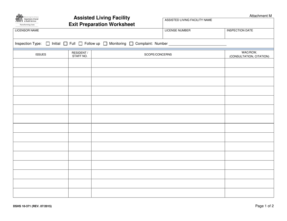 DSHS Form 10-371 Attachment M - Fill Out, Sign Online and Download ... DSHS Form 10-371 Attachment M - Fill Out, Sign Online and Download ...