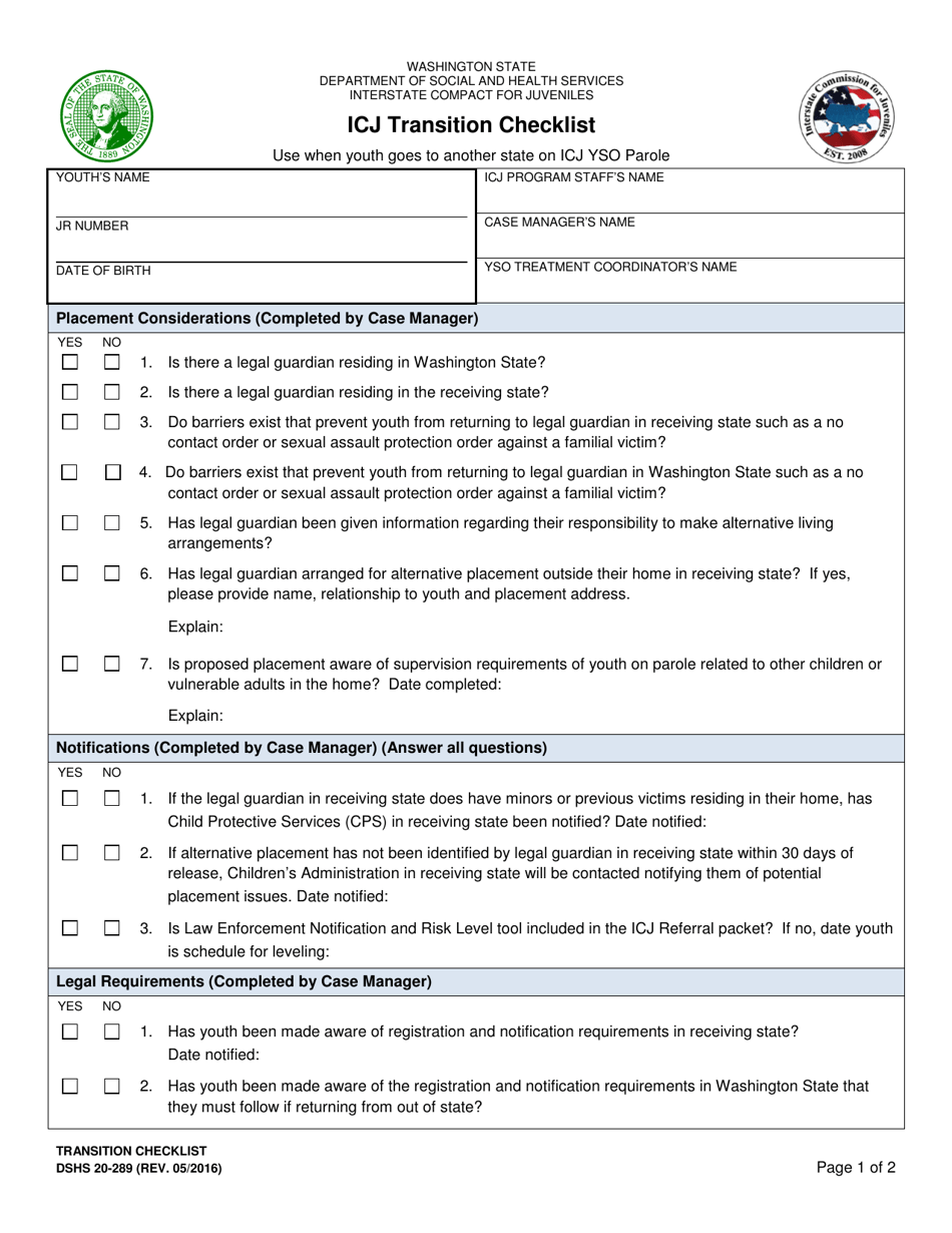 DSHS Form 20-289 - Fill Out, Sign Online and Download Printable PDF ...