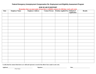 Rhode Island Job Search Report Form Download Fillable PDF | Templateroller