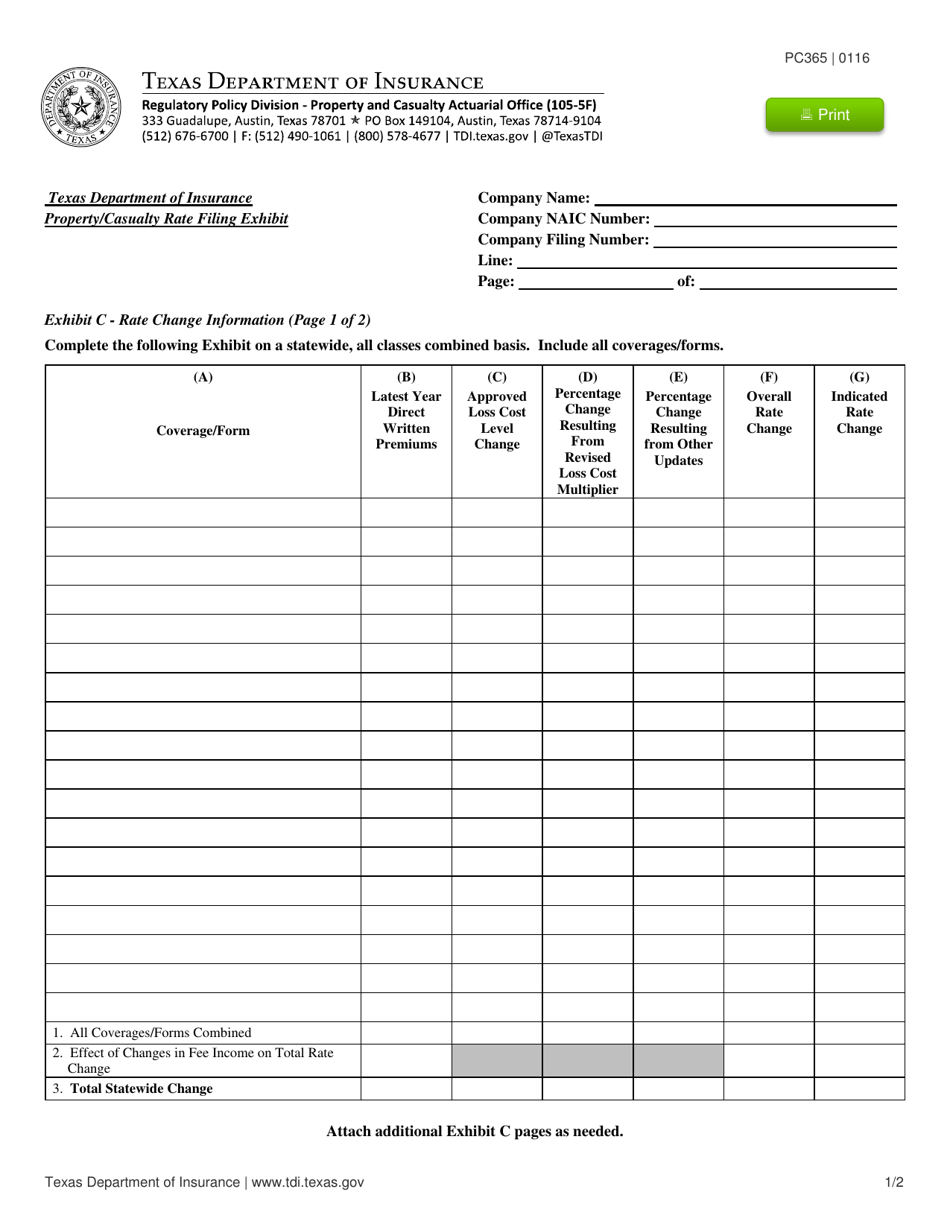 Form PC365 Exhibit C - Fill Out, Sign Online and Download Fillable PDF ...