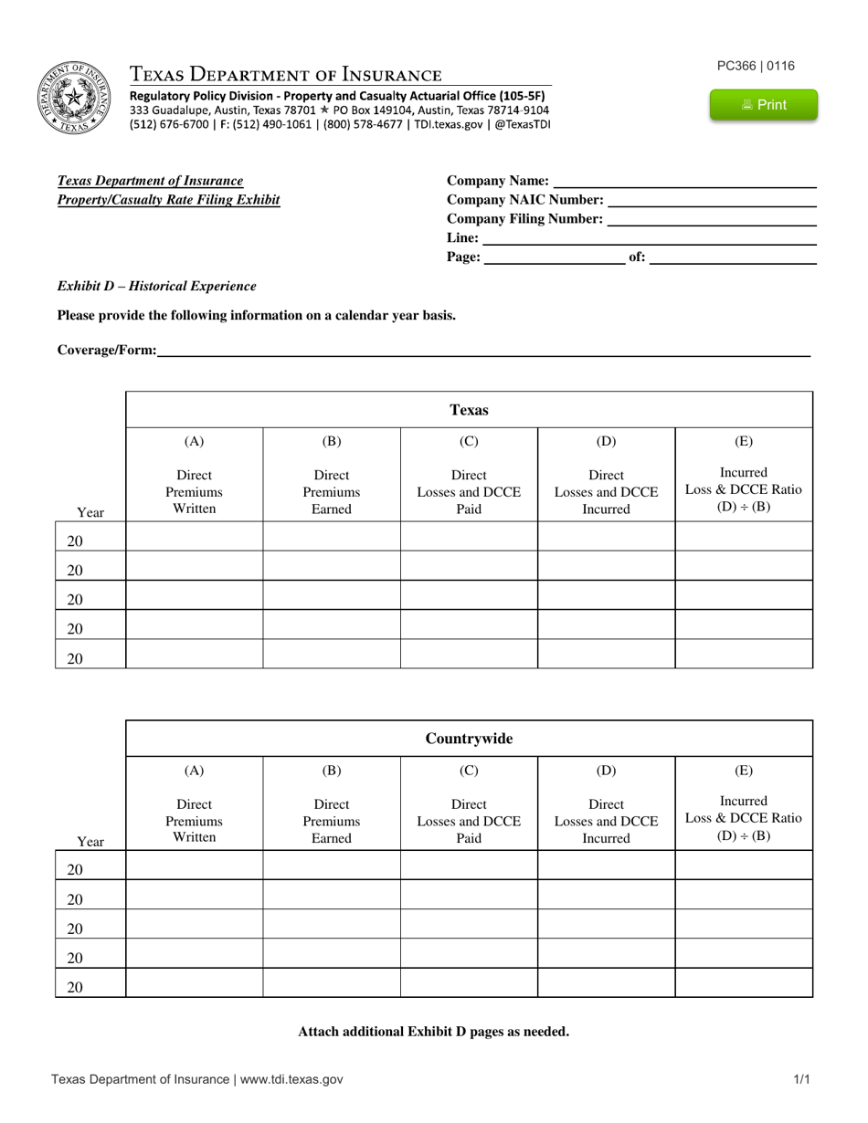 Form PC366 Exhibit D - Fill Out, Sign Online and Download Fillable PDF ...