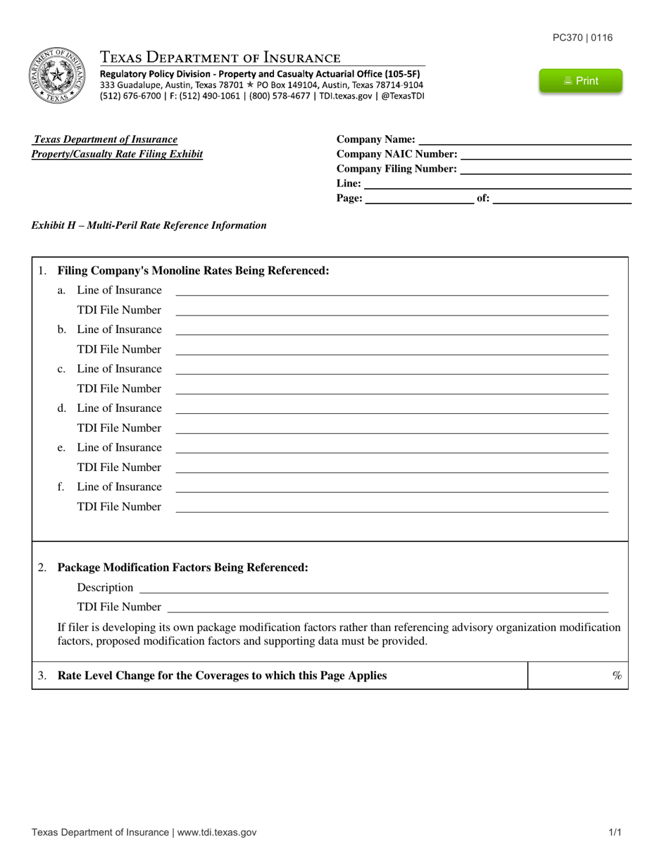 Form PC370 Exhibit H - Fill Out, Sign Online and Download Fillable PDF ...