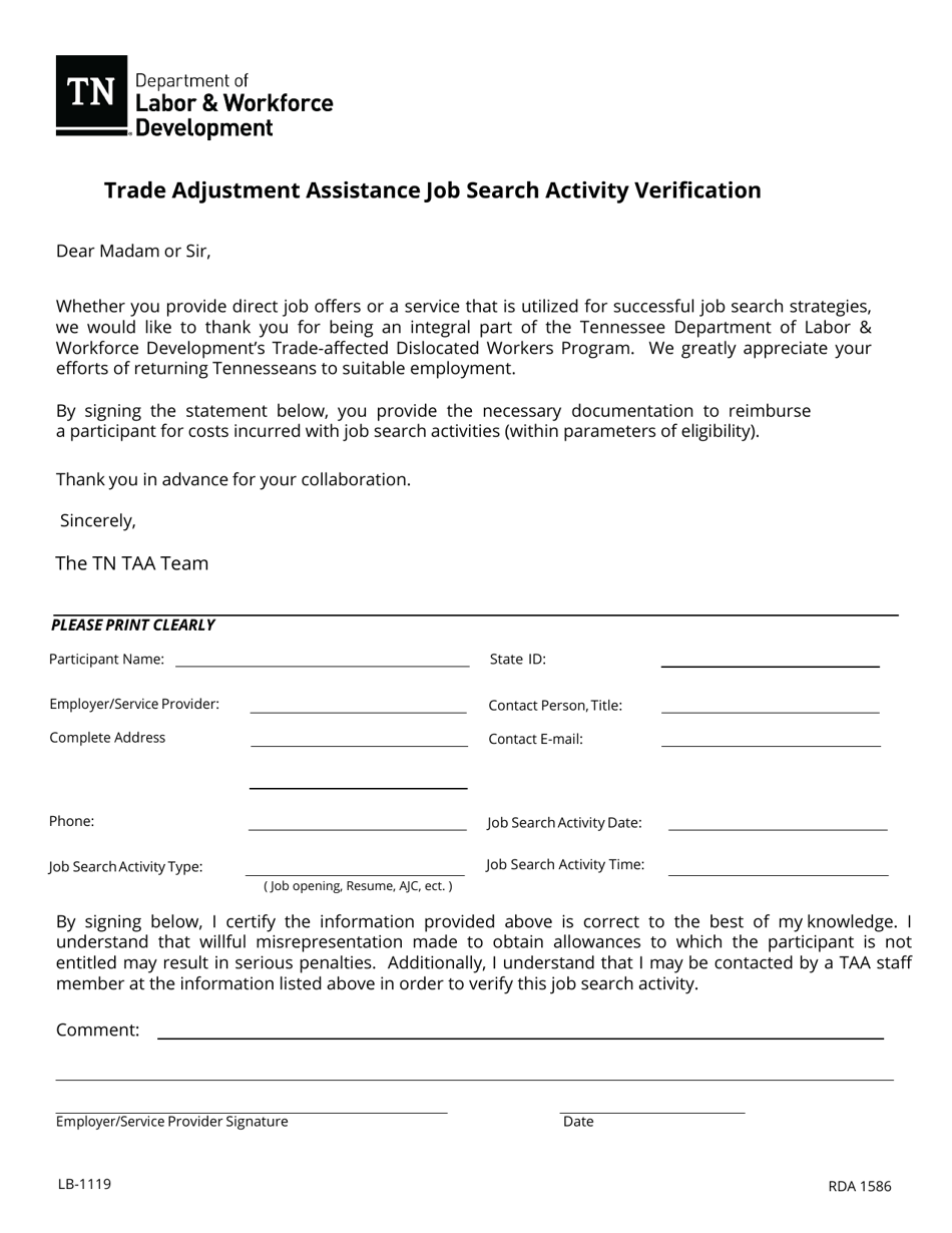 Form LB-1119 - Fill Out, Sign Online and Download Fillable PDF ...
