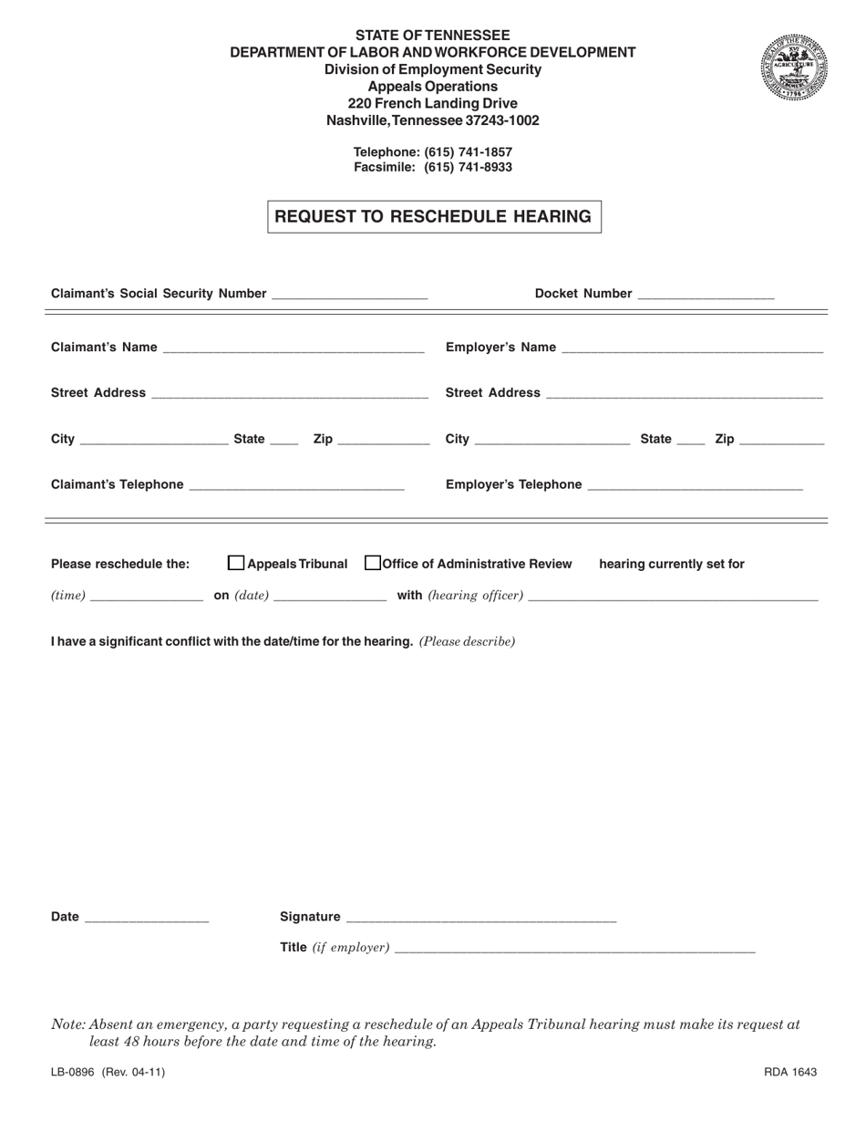 Form LB-0896 - Fill Out, Sign Online and Download Fillable PDF ...