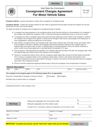Form TC-120 Download Fillable PDF or Fill Online Consignment Charges Agreement for Motor Vehicle ...