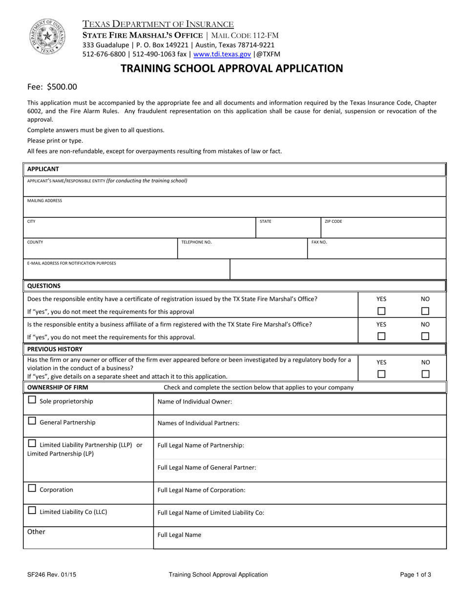 Form SF246 - Fill Out, Sign Online and Download Printable PDF, Texas ...