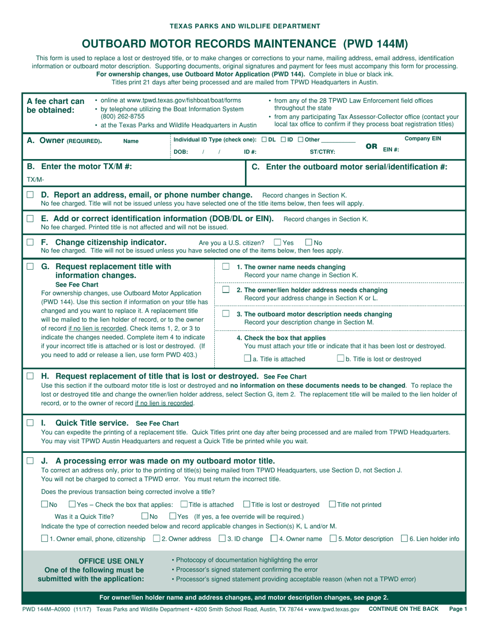 Form PWD144M - Fill Out, Sign Online and Download Fillable PDF, Texas ...
