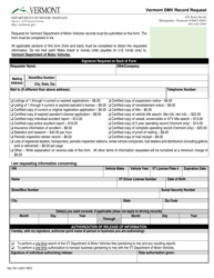 Form VG-116 Download Fillable PDF or Fill Online Vermont DMV Record ...