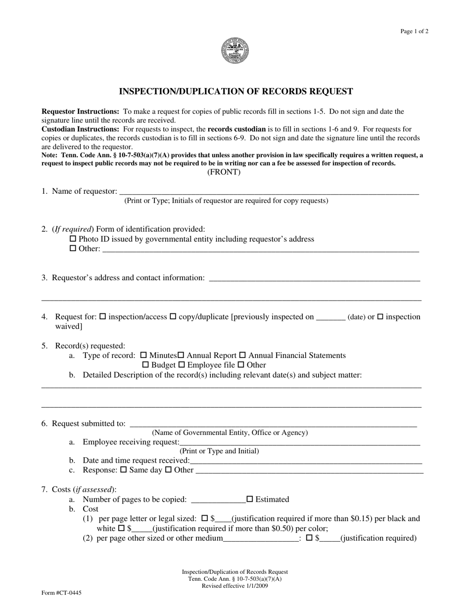 Form CT-0445 - Fill Out, Sign Online and Download Printable PDF ...