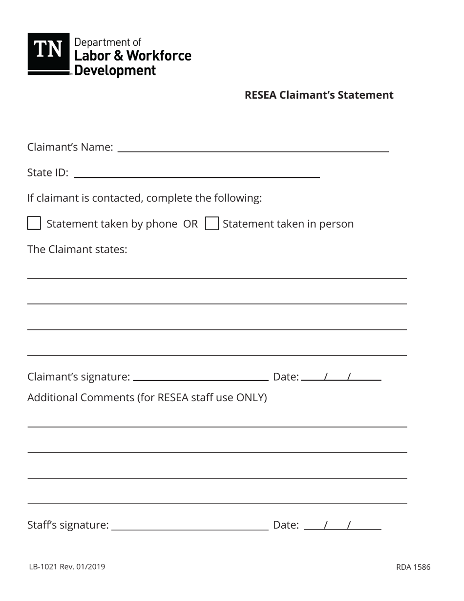 Form LB-1021 - Fill Out, Sign Online and Download Fillable PDF ...