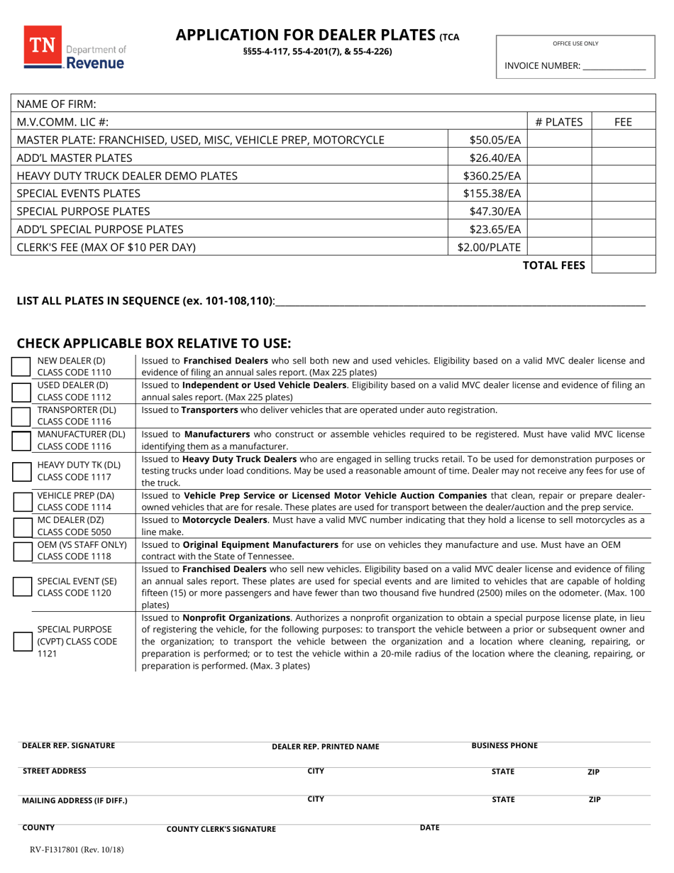 Form RV-F1317801 - Fill Out, Sign Online and Download Fillable PDF ...