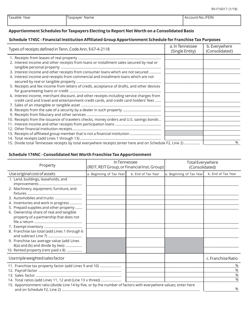 Form RV-F16017 Schedule 174NC, 174SC - Fill Out, Sign Online and ...