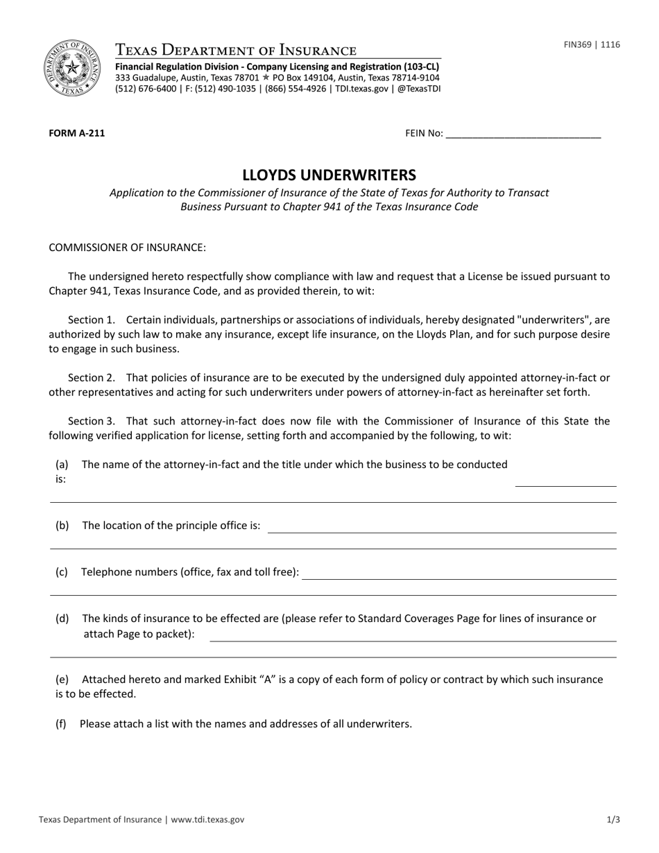 Form A-211 (FIN369) - Fill Out, Sign Online and Download Fillable PDF ...
