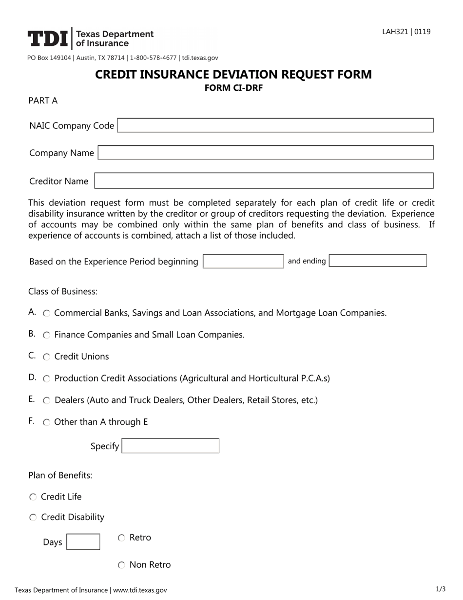 Form LAH321 (CI-DRF) - Fill Out, Sign Online and Download Fillable PDF ...