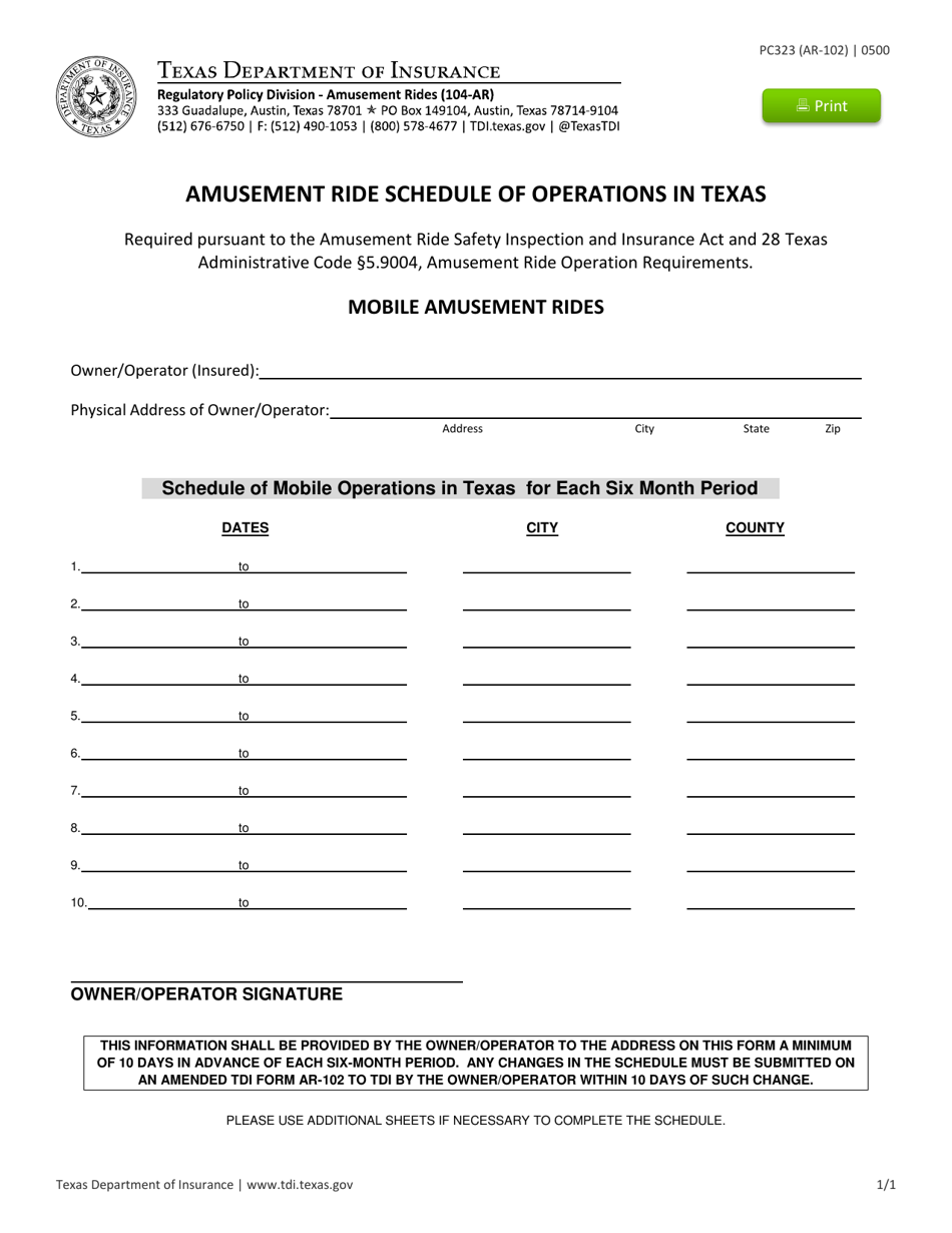 Form PC323 (AR-102) - Fill Out, Sign Online and Download Fillable PDF ...