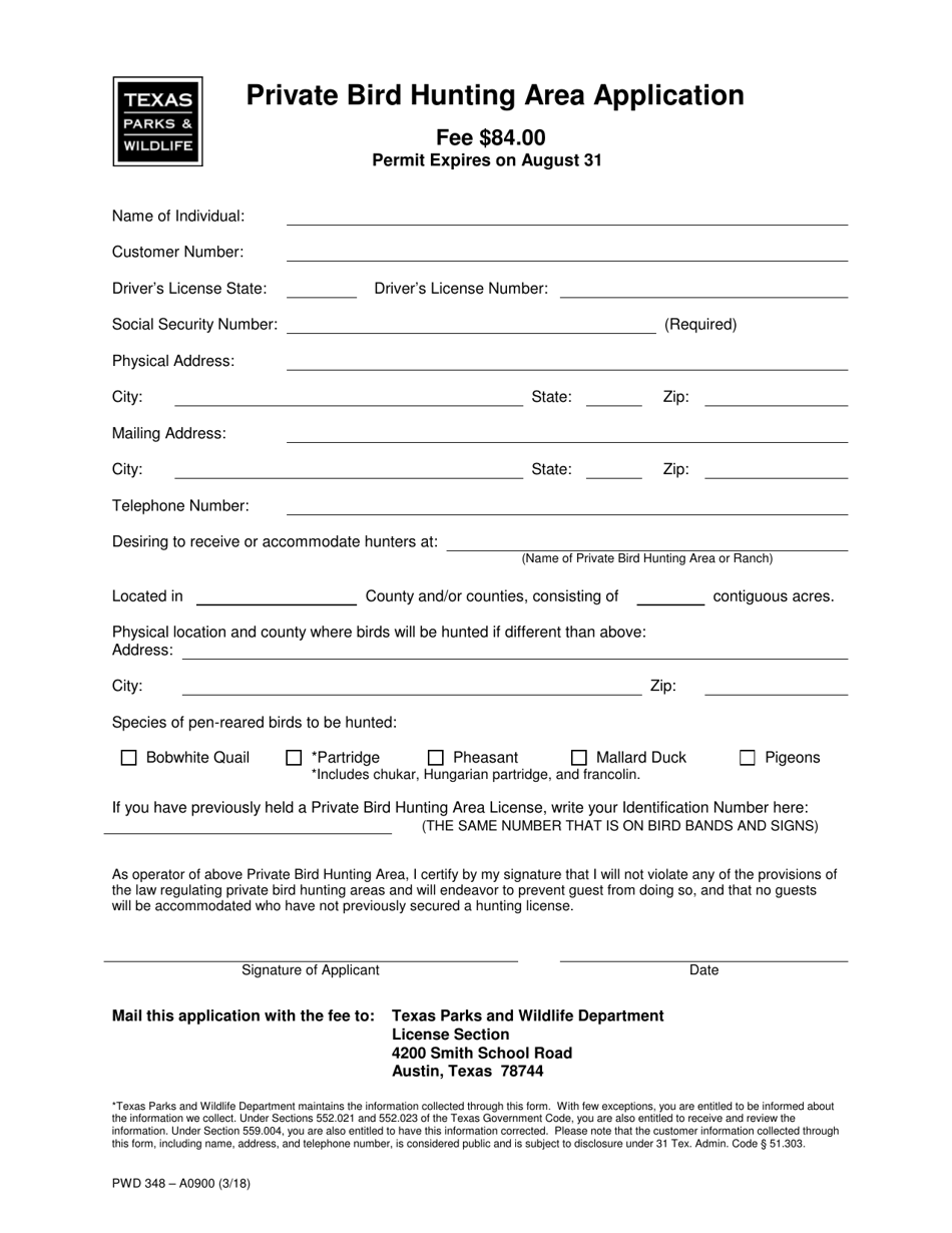 Form PWD348 - Fill Out, Sign Online and Download Printable PDF, Texas ...