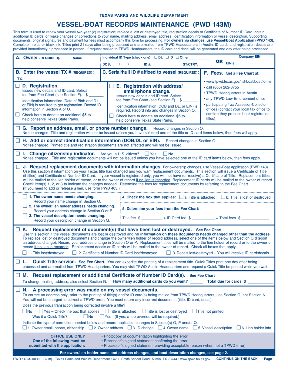 Form PWD143M - Fill Out, Sign Online and Download Fillable PDF, Texas | Templateroller
