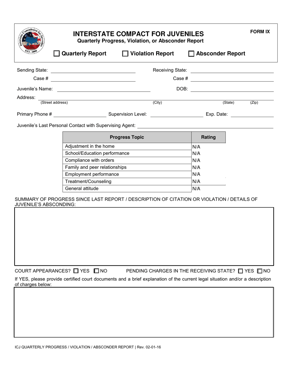 ICJ Form IX - Fill Out, Sign Online and Download Fillable PDF ...