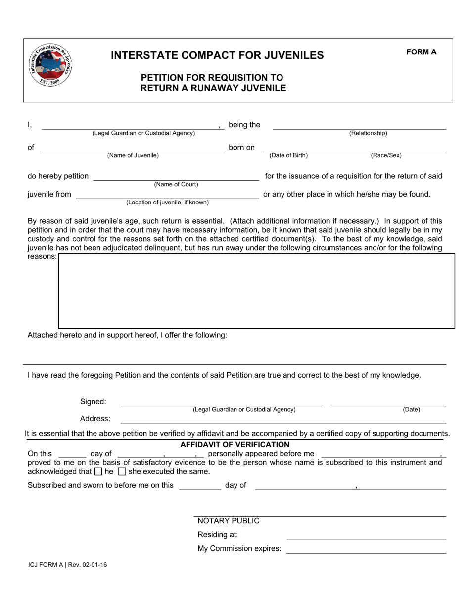 ICJ Form A Download Fillable PDF or Fill Online Petition for ...