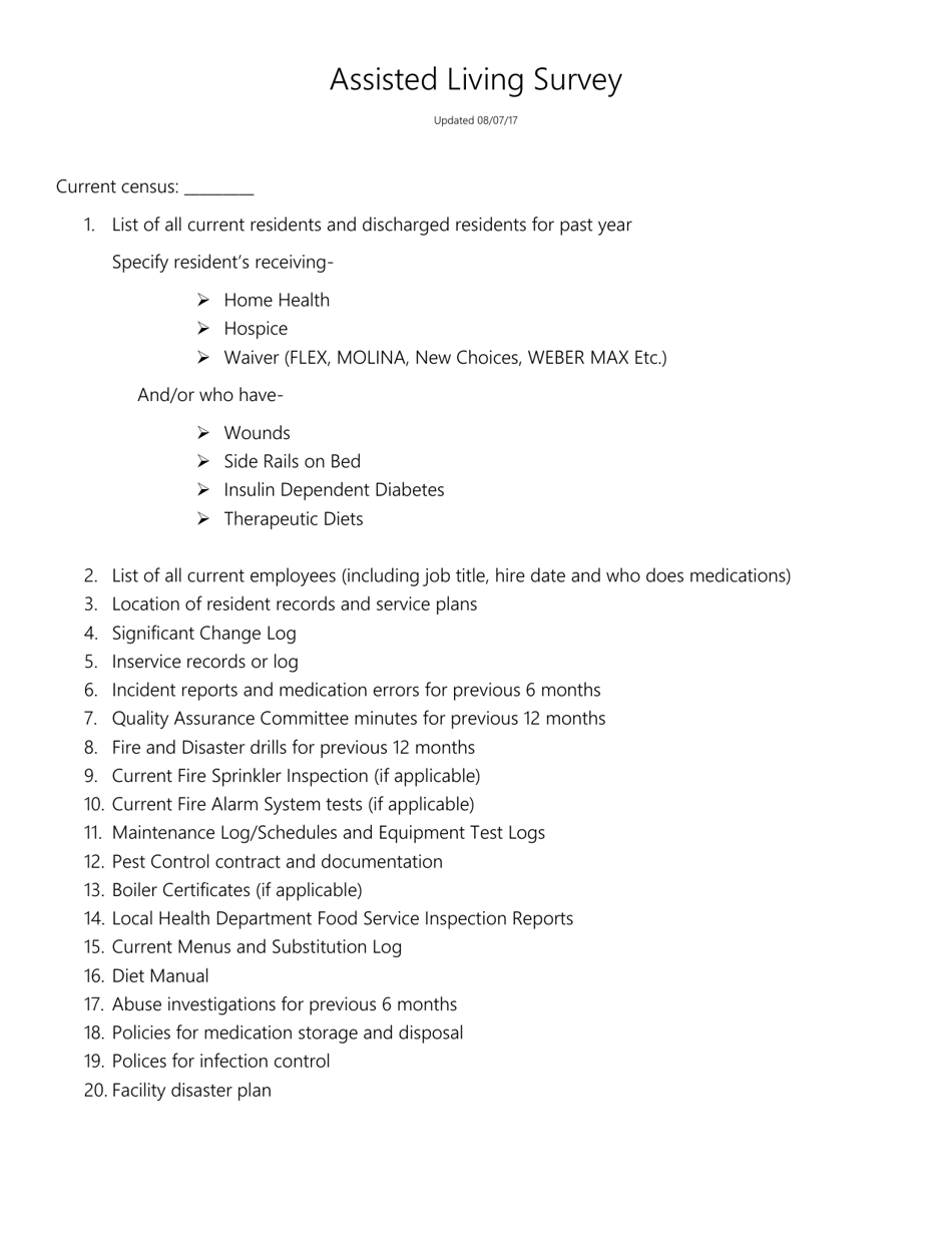 Utah Assisted Living Survey Fill Out Sign Online And Download PDF 
