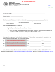 Utah Statement of Withdrawal - Fill Out, Sign Online and Download PDF ...