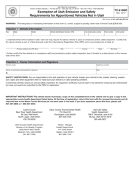 Form TC-465 Download Printable PDF or Fill Online Waiver Utah ...