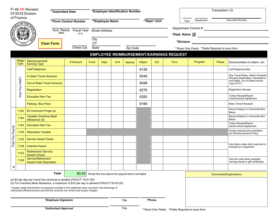 Form FI48 - Fill Out, Sign Online and Download Fillable PDF, Utah ...