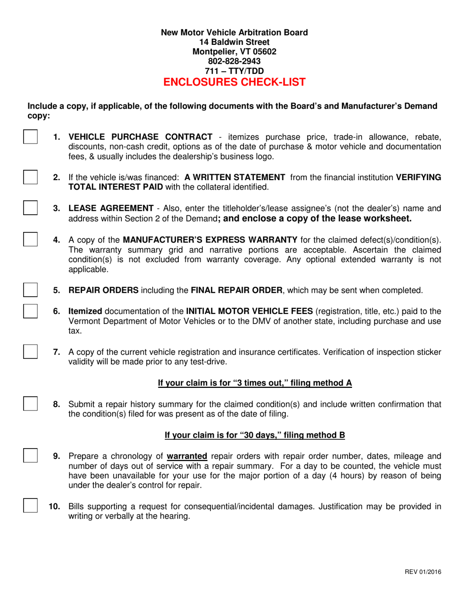 Vermont Enclosures Check-List - Fill Out, Sign Online and Download PDF ...