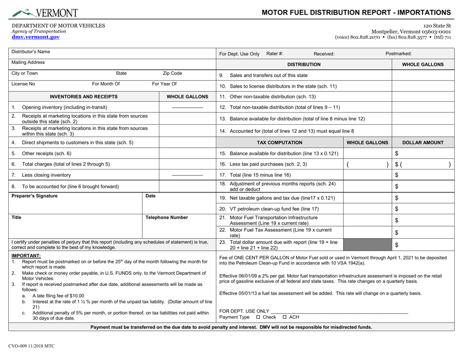 Form CVO-009 - Fill Out, Sign Online and Download Fillable PDF, Vermont ...