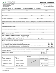 Form VL-027 Download Fillable PDF or Fill Online Motorcycle Learner Permit Vermont | Templateroller