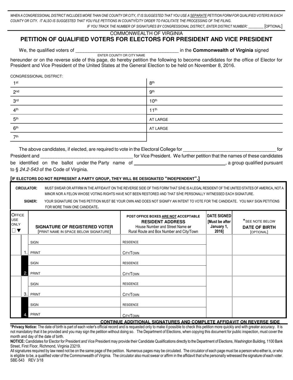 Form SBE-543 - Fill Out, Sign Online and Download Printable PDF ...