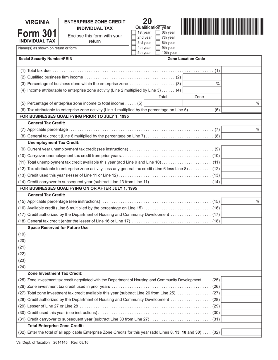 Form 301 - Fill Out, Sign Online and Download Fillable PDF, Virginia ...