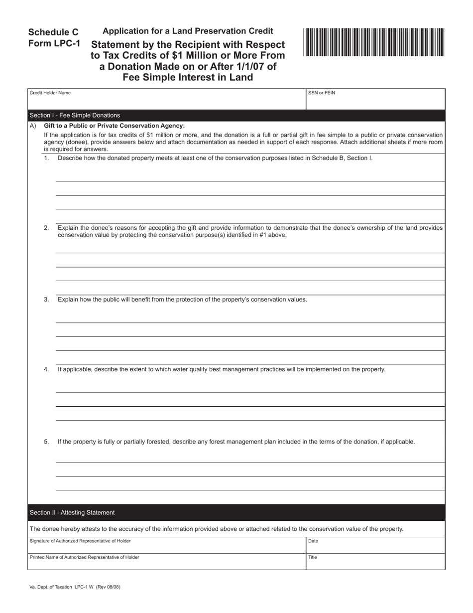 Form LPC-1 Schedule C - Fill Out, Sign Online and Download Fillable PDF ...
