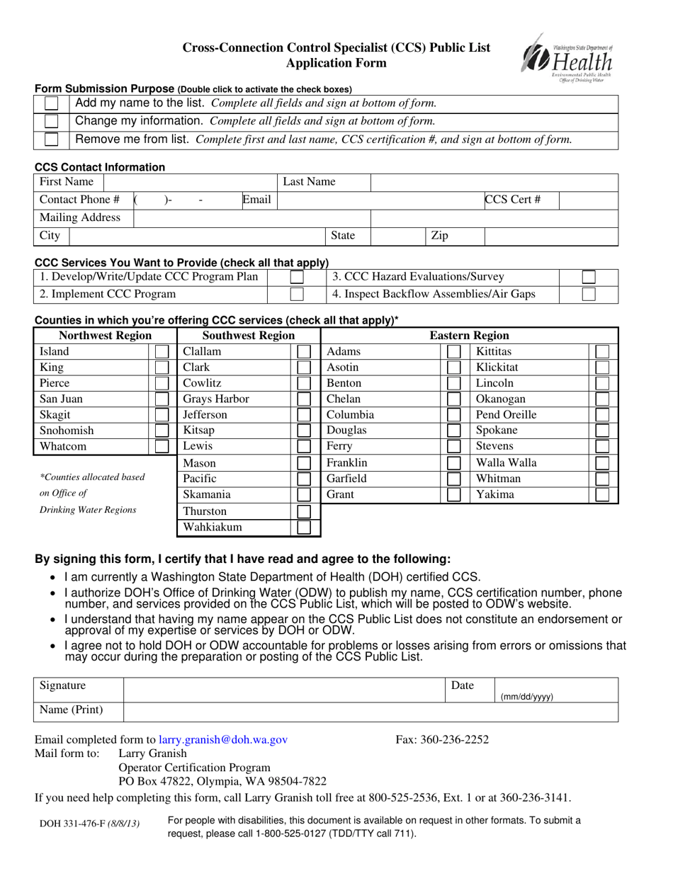 DOH Form 331-476 - Fill Out, Sign Online and Download Printable PDF ...
