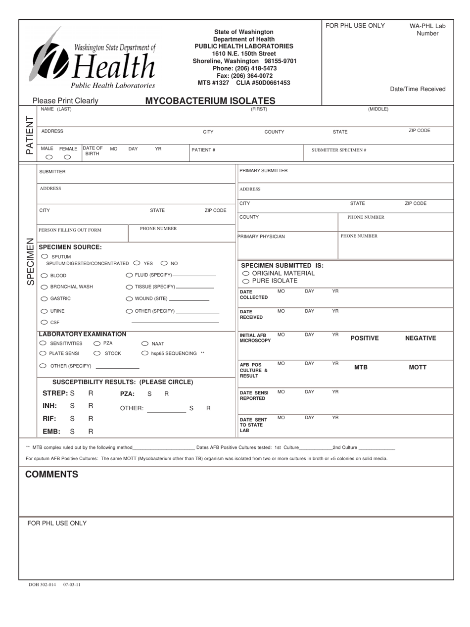 DOH Form 302-014 - Fill Out, Sign Online and Download Printable PDF ...