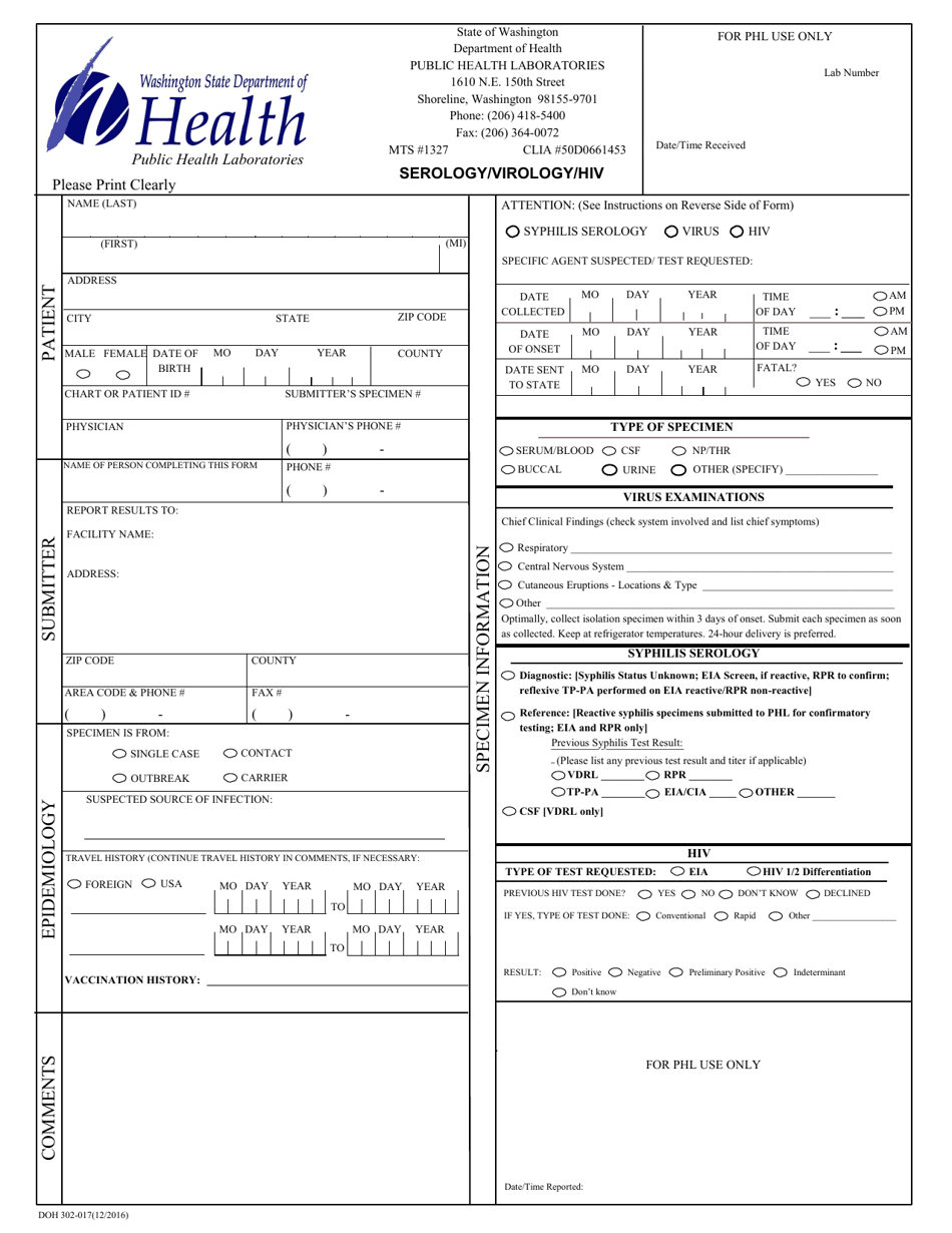 DOH Form 302-017 - Fill Out, Sign Online and Download Printable PDF ...