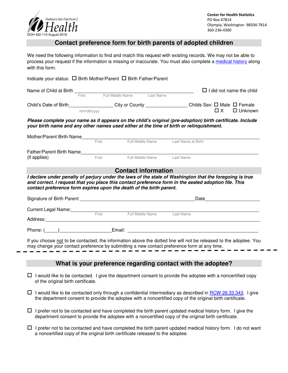 DOH Form 422-110 - Fill Out, Sign Online and Download Printable PDF ...