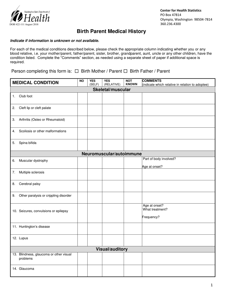 DOH Form 422-111 - Fill Out, Sign Online and Download Printable PDF ...