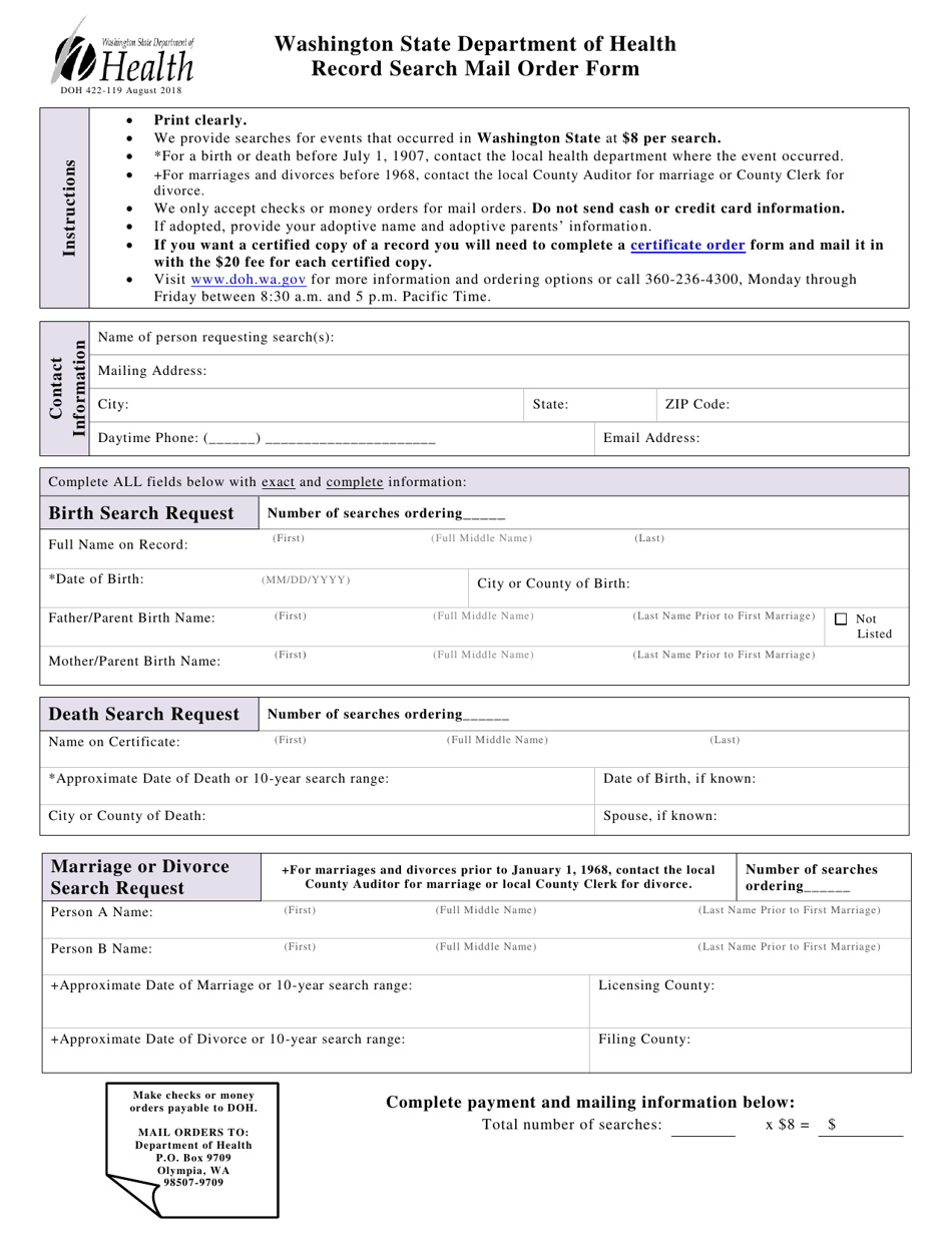 DOH Form 422-119 - Fill Out, Sign Online and Download Printable PDF ...