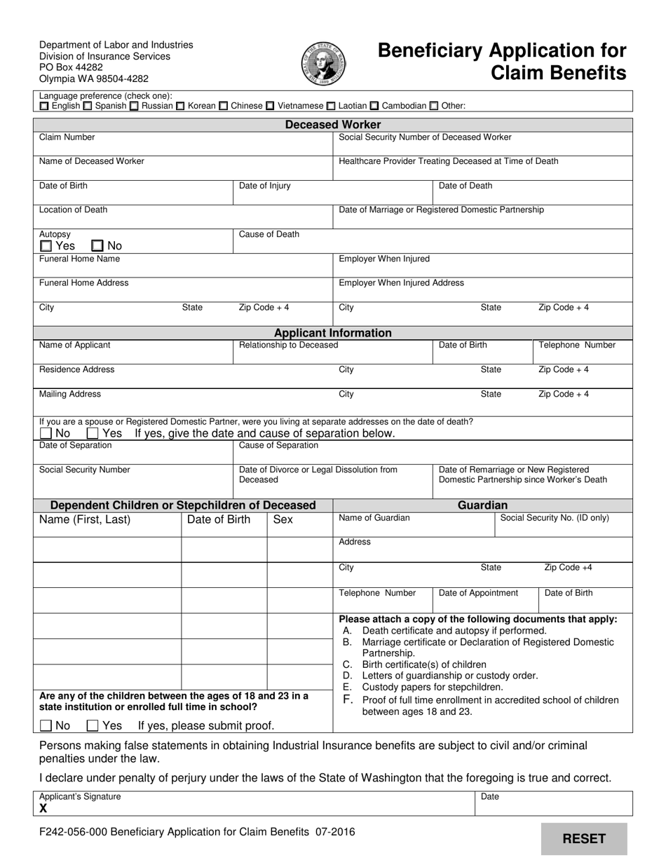 Form F242-056-000 - Fill Out, Sign Online and Download Fillable PDF ...