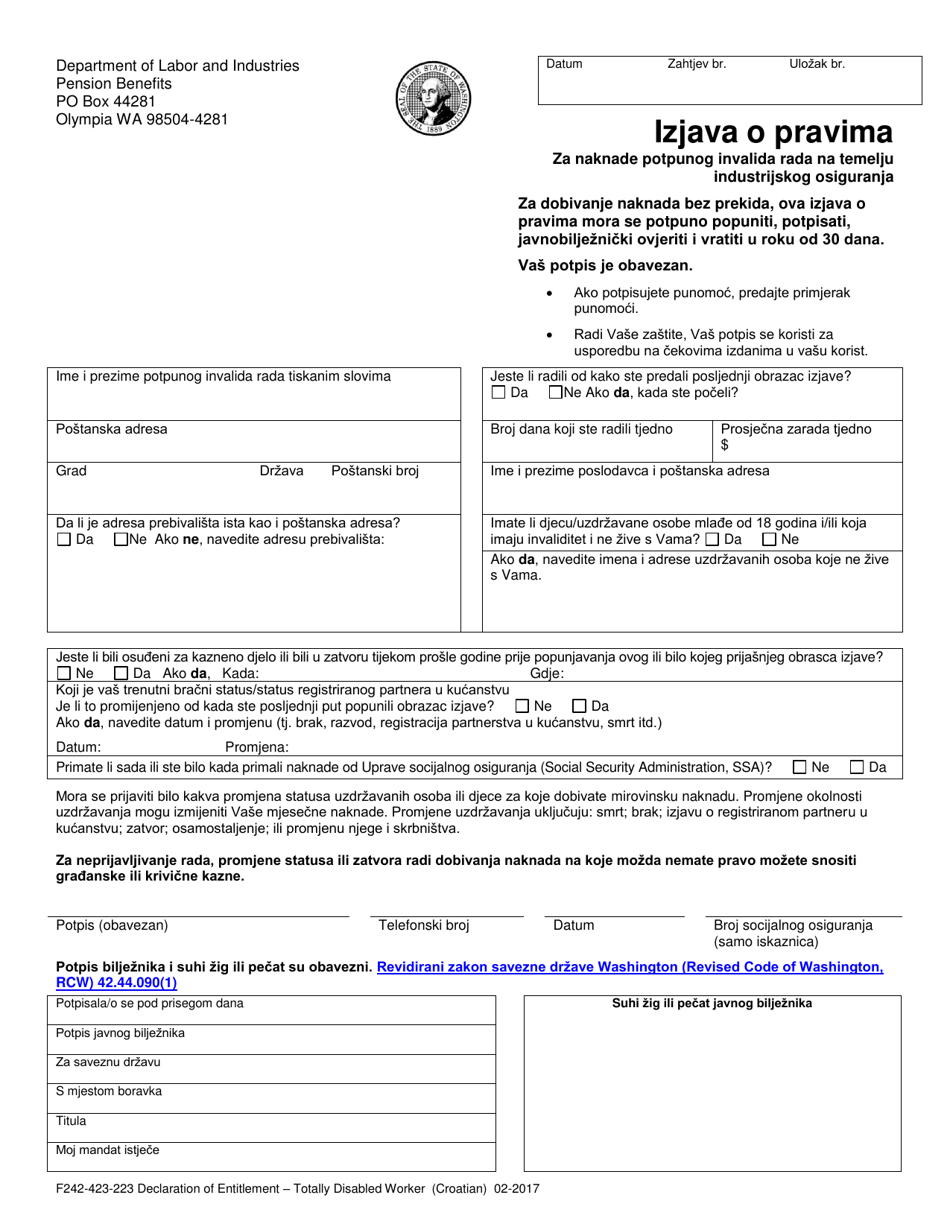 Form F242-423-223 - Fill Out, Sign Online and Download Printable PDF ...