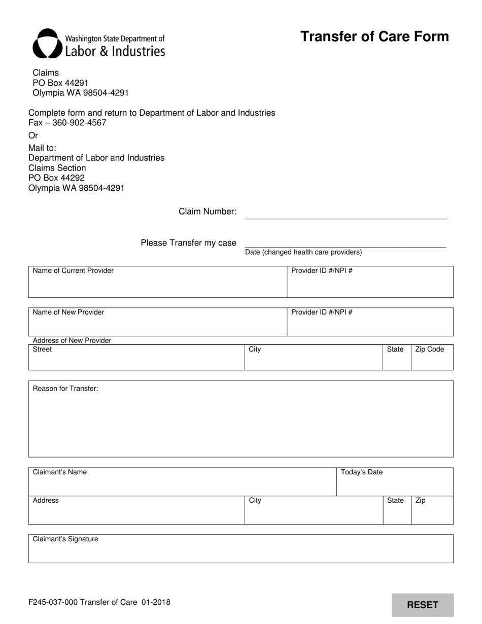 Form F245-037-000 - Fill Out, Sign Online and Download Fillable PDF, Washington | Templateroller