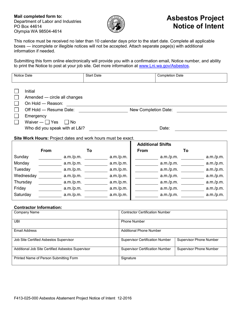 Form F413-025-000 - Fill Out, Sign Online and Download Printable PDF ...