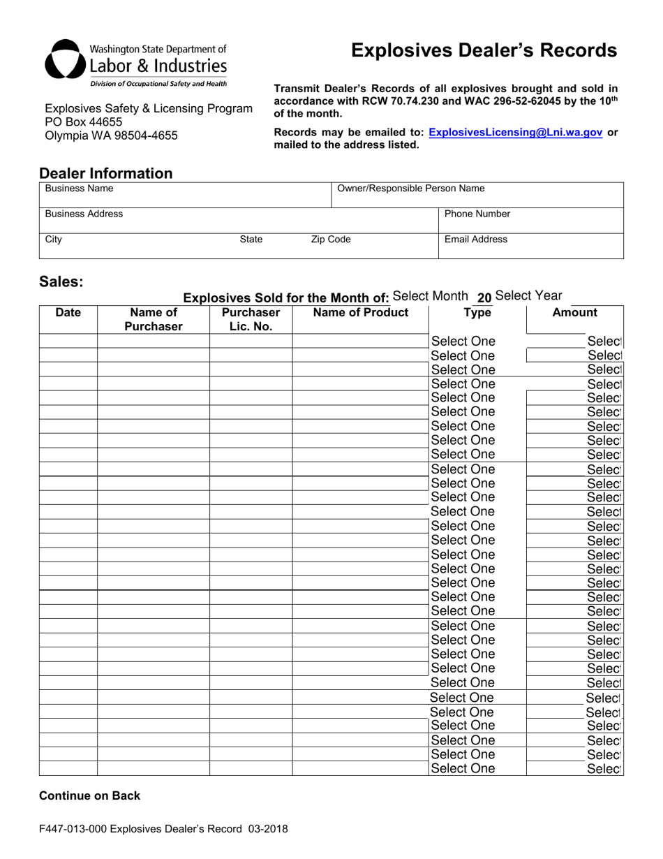Form F447-013-000 - Fill Out, Sign Online and Download Fillable PDF ...