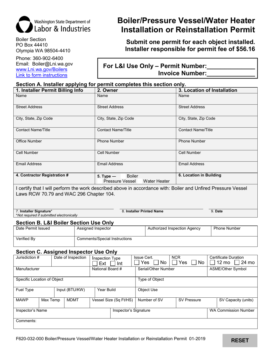 Form F620-032-000 - Fill Out, Sign Online and Download Fillable PDF ...