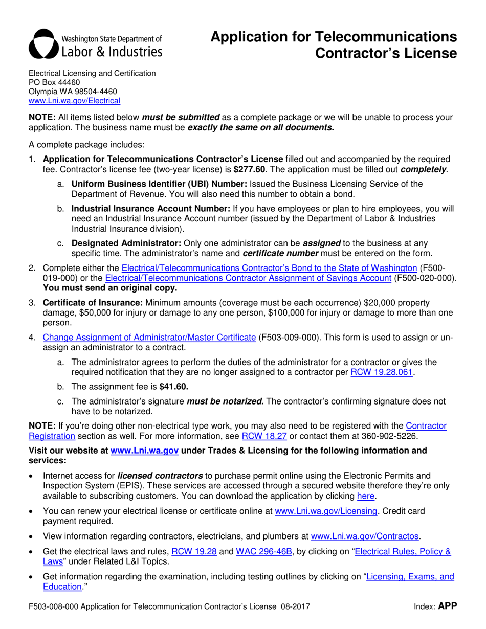 Form F503-008-000 Download Fillable PDF or Fill Online Application for ...