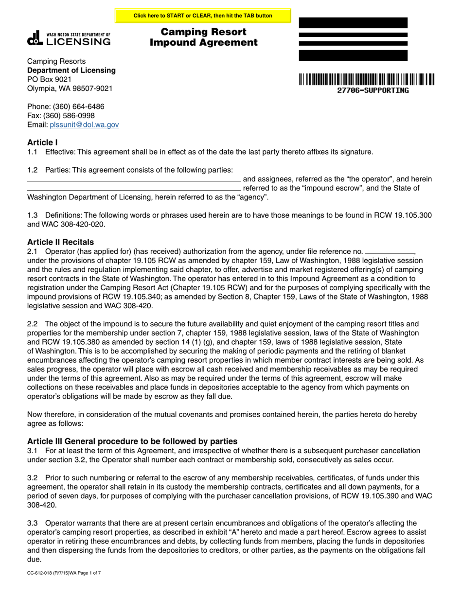 Form CC-612-018 - Fill Out, Sign Online and Download Fillable PDF ...