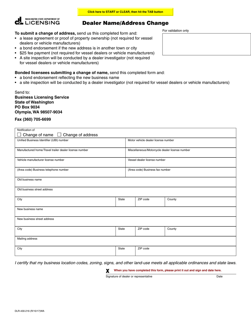 Form DLR-430-216 - Fill Out, Sign Online and Download Fillable PDF ...