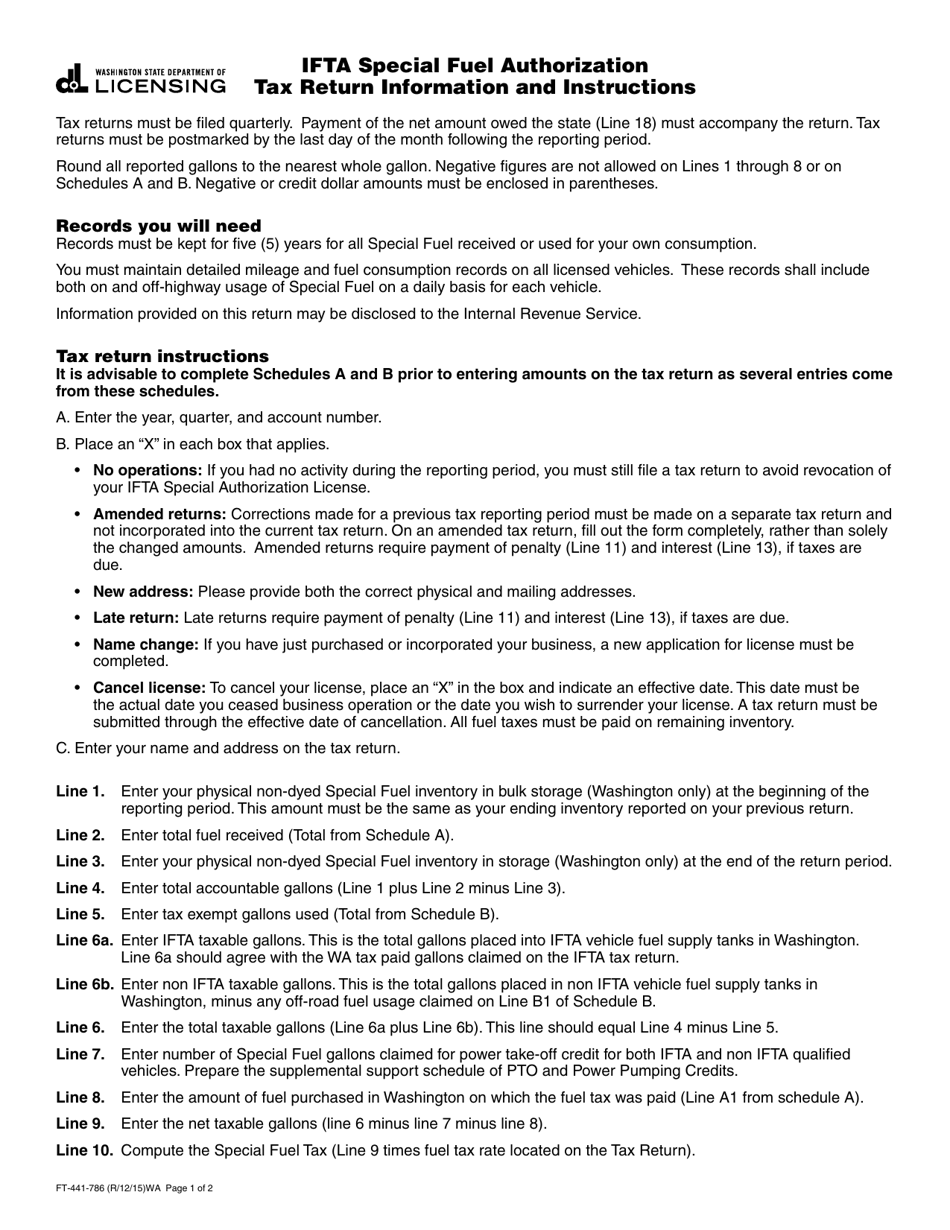 Download Instructions for Form FT-441-785 Ifta Special Fuel ...