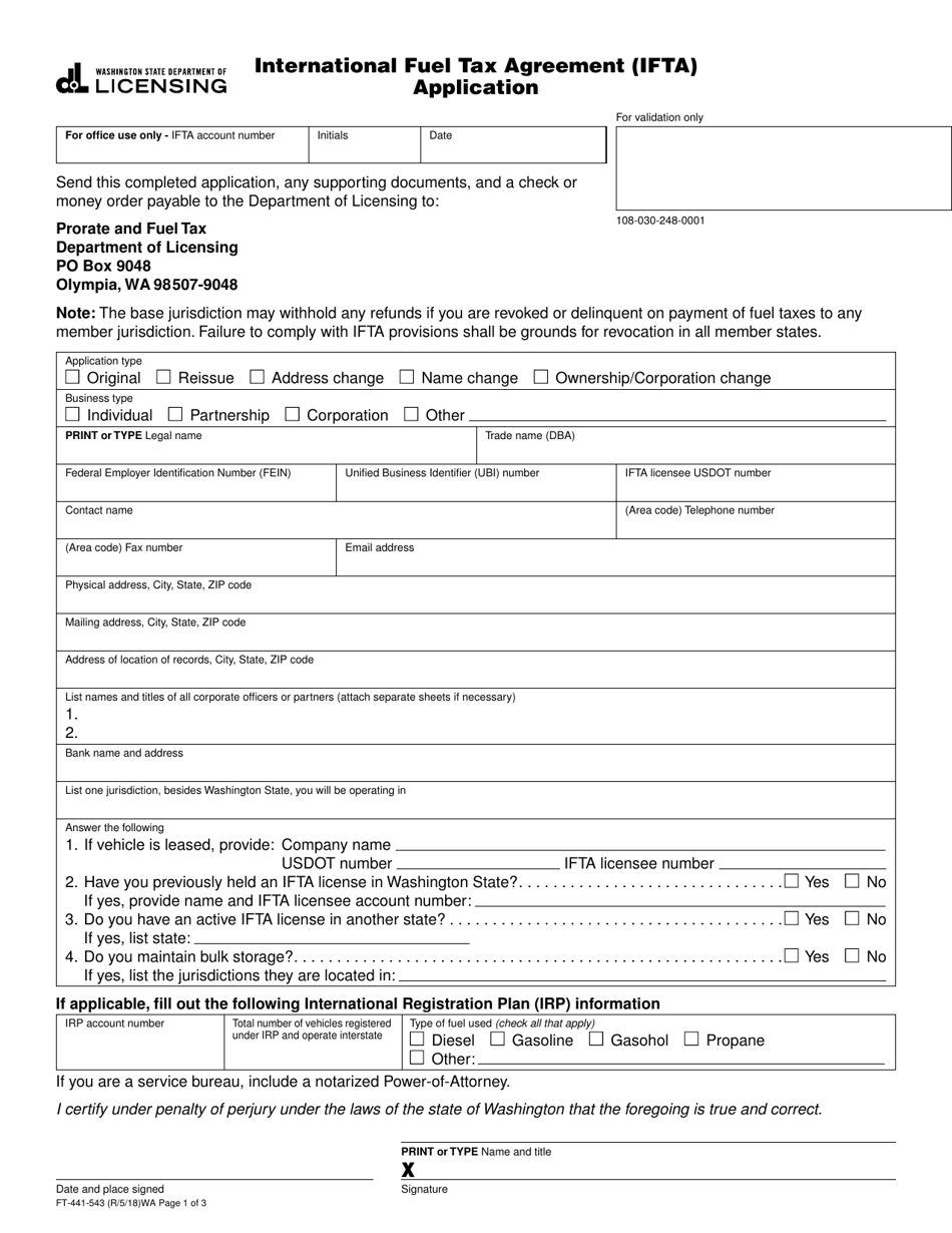 Form FT-441-543 - Fill Out, Sign Online and Download Printable PDF ...